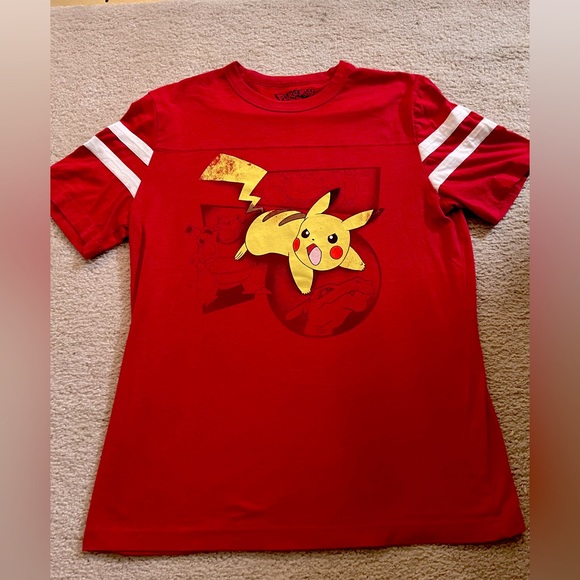 Shirts | Pokmon Pikachu Red Baseball Style Graphic Tee Shirt Sz Large ...